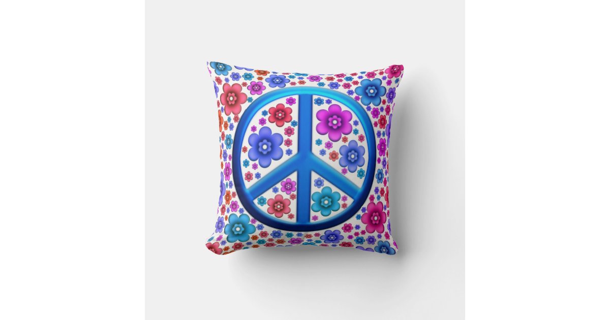 Hippie Peace Sign Throw Pillow | Zazzle