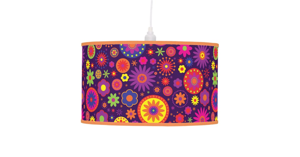 Hippie Purple Rainbow Flowers Ceiling Lamp | Zazzle