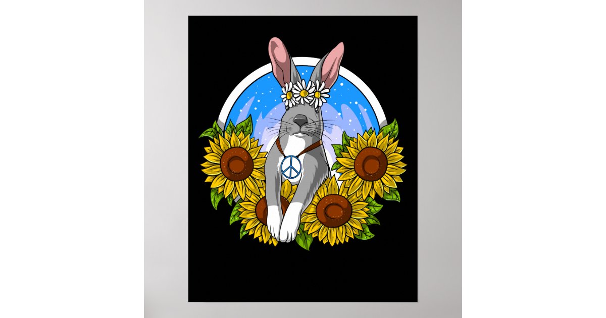 Hippie Rabbit Poster | Zazzle