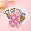 Hippie Retro Groovy Pink Daisy Flowers Custom Name Poker Cards | Zazzle