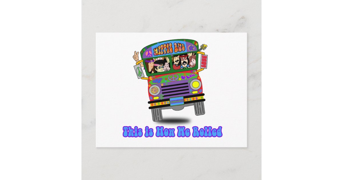 Hippie School Bus Postcard | Zazzle