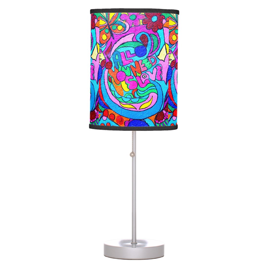 hippie style groovy love table lamp | Zazzle