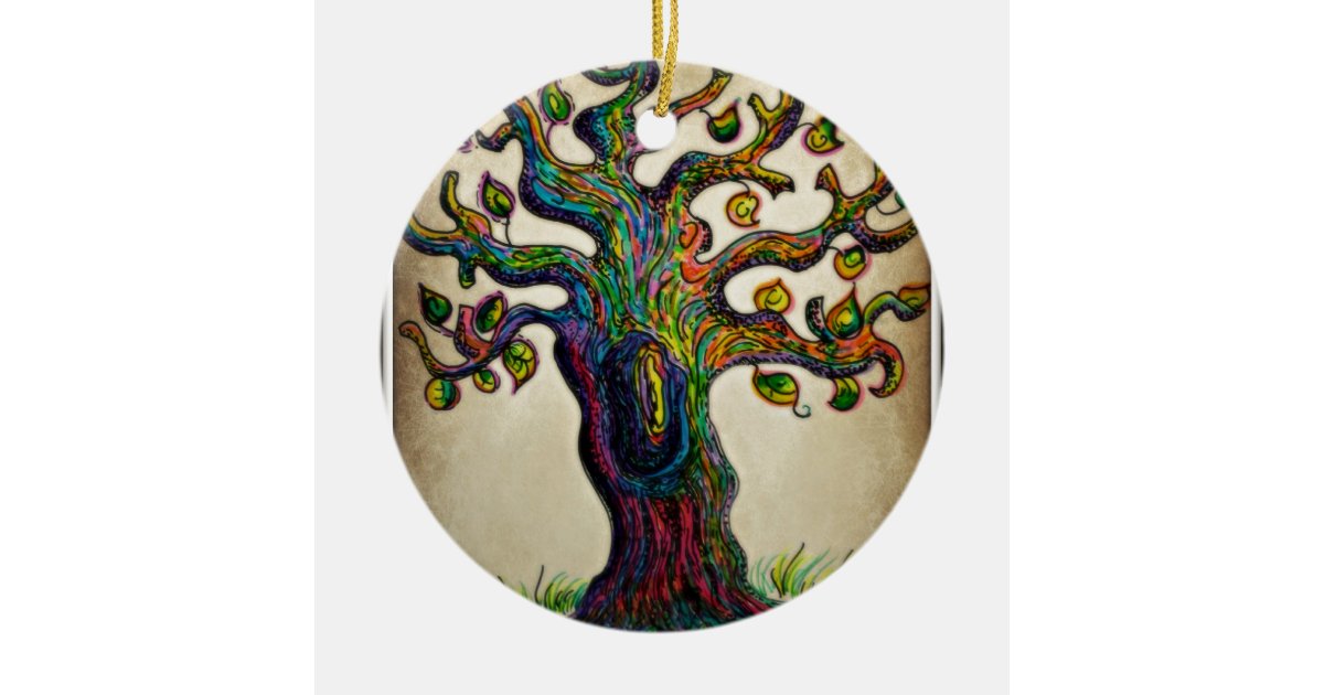 Hippie Tree Ceramic Ornament | Zazzle