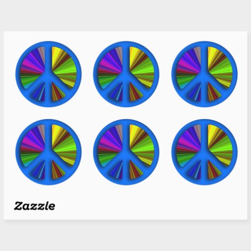 Hippie Trippy Peace Sign Classic Round Sticker | Zazzle