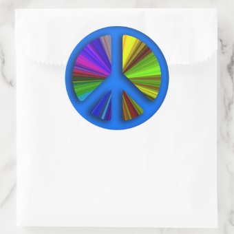 Hippie Trippy Peace Sign Classic Round Sticker | Zazzle