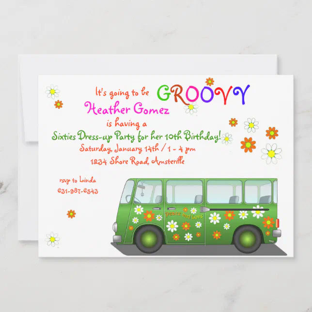 Hippie Van Invitation | Zazzle
