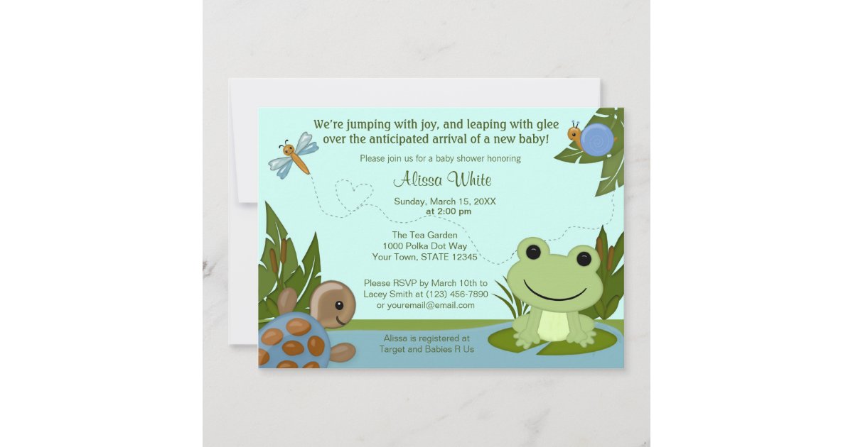 Hippity Frog Baby Shower Invitation turtle snail | Zazzle