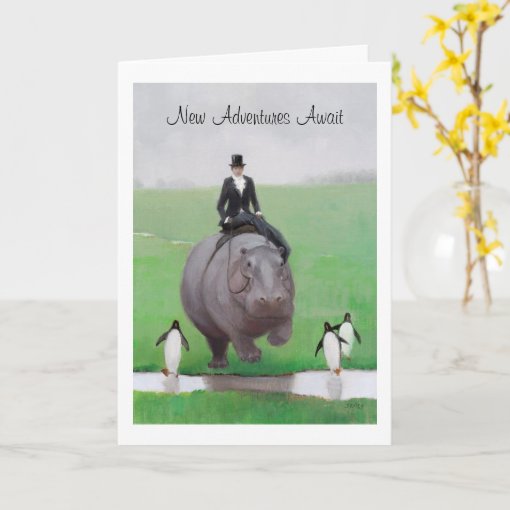 Hippo and Penguins Retirement Card | Zazzle