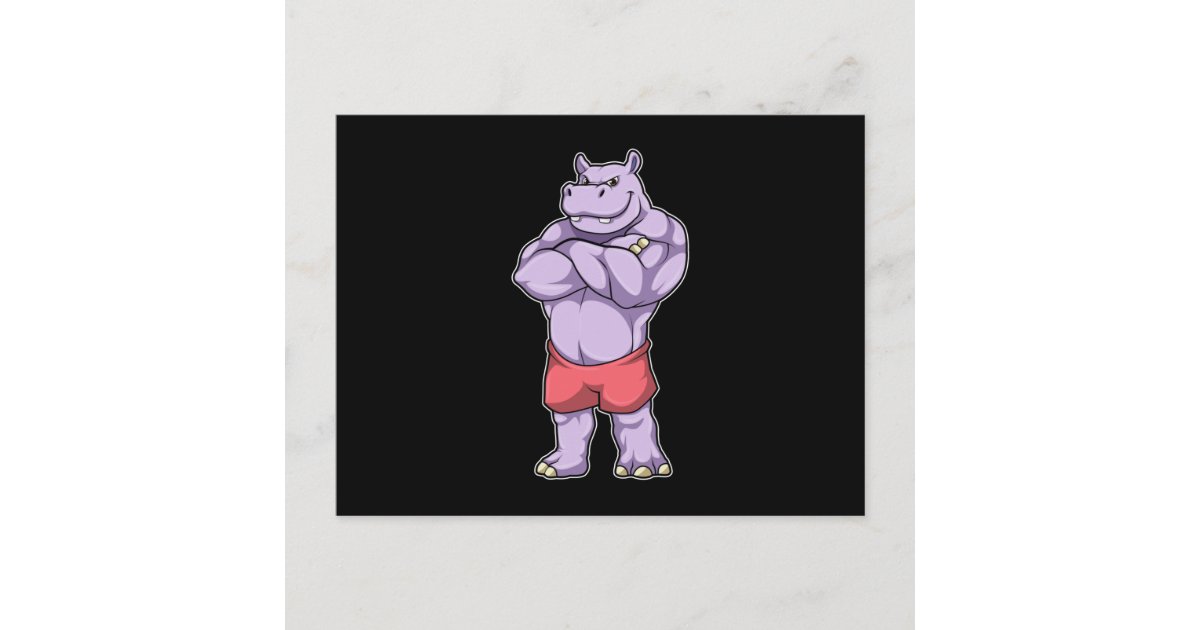 Hippo as Bodybuilder extreme Postcard | Zazzle