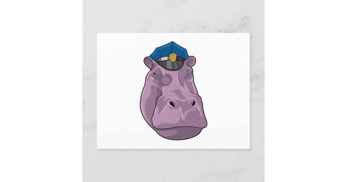 Hippo as Police officer Police Postcard | Zazzle