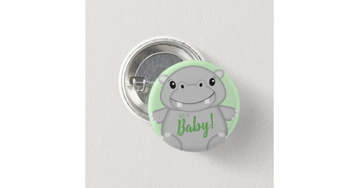 Hippo Baby Shower Button | Zazzle