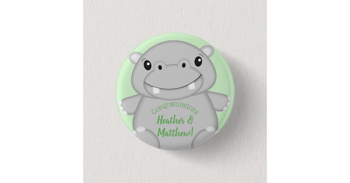 Hippo Baby Shower Button | Zazzle