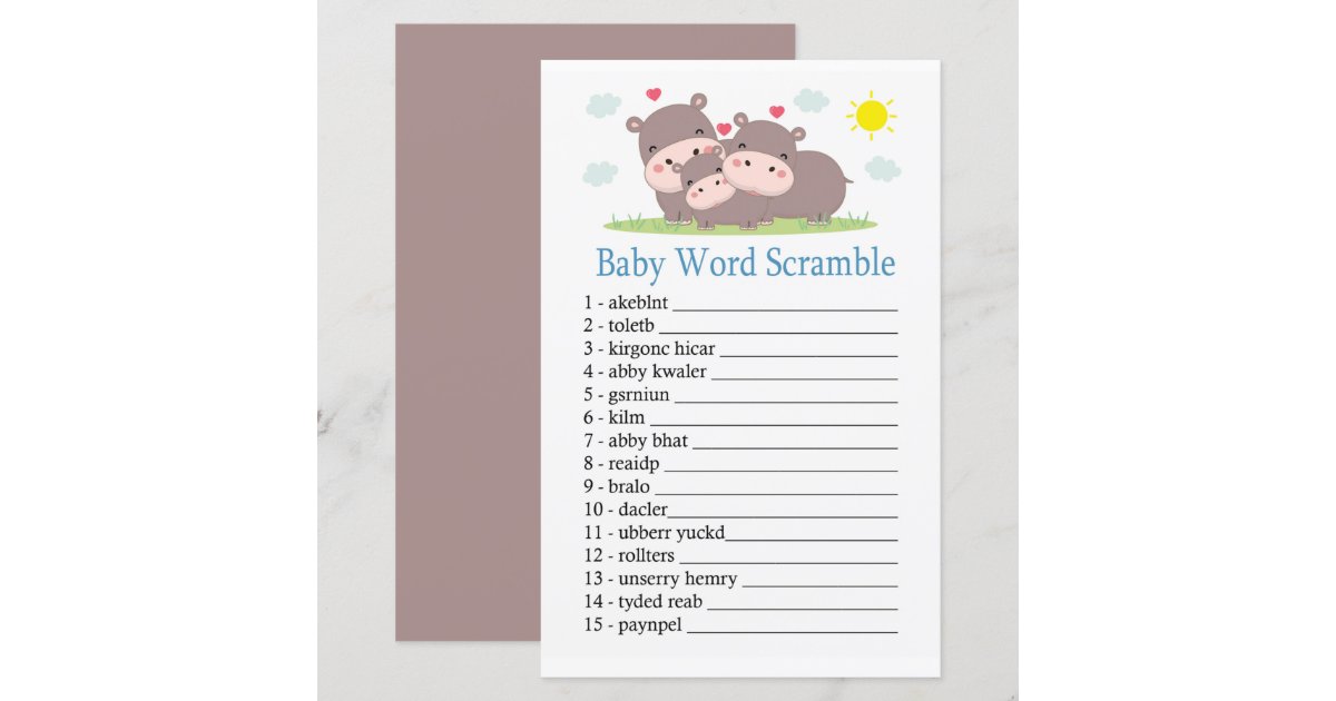 Hippo Baby word scramble game | Zazzle