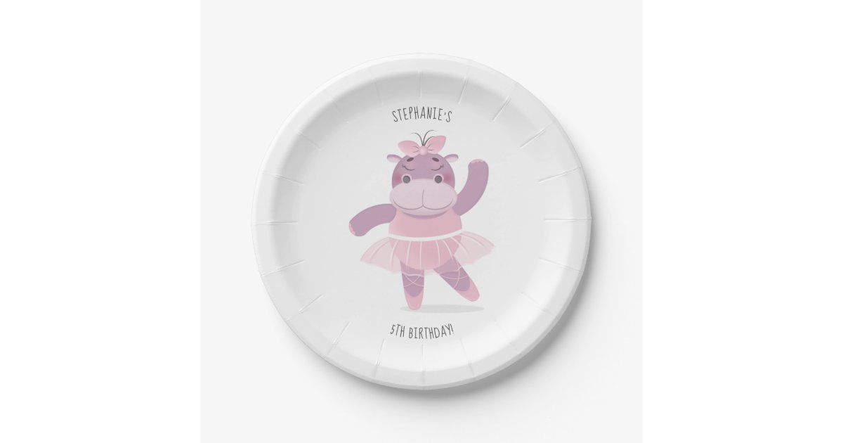 Hippo Ballerina Paper Plate | Zazzle