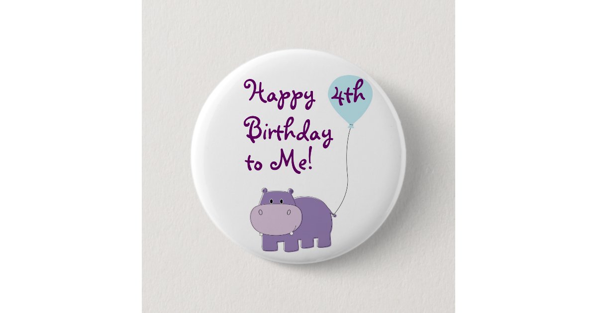 Hippo Birthday Button | Zazzle