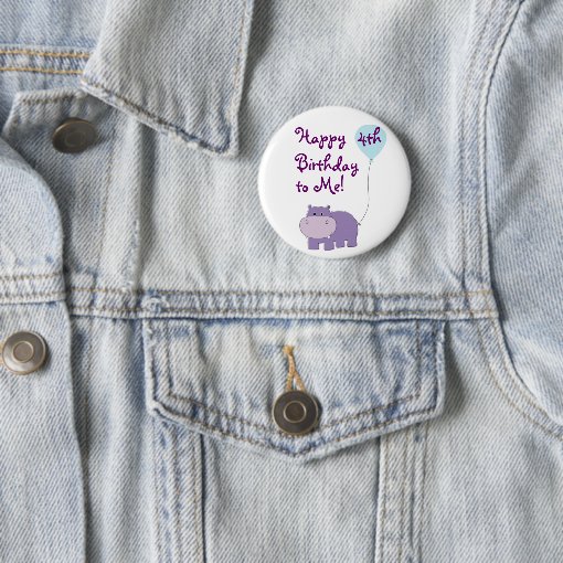 Hippo Birthday Button | Zazzle