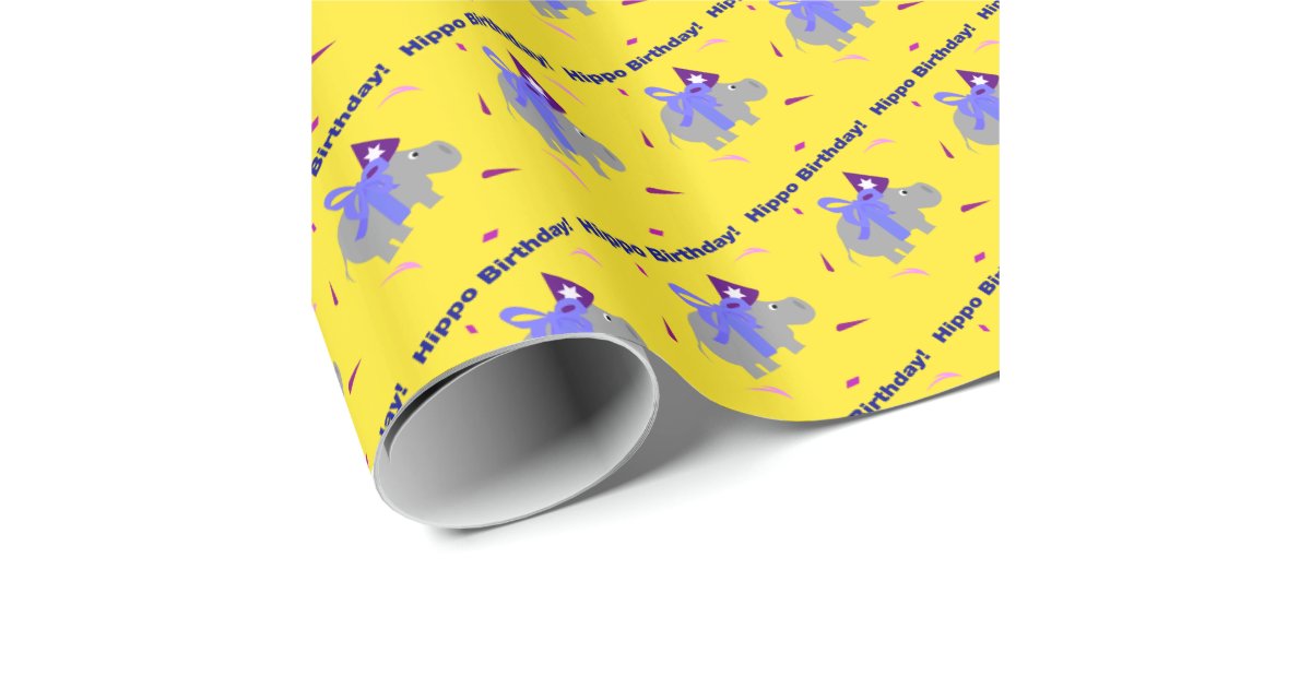Hippo Birthday Gift Wrap Wrapping Paper | Zazzle