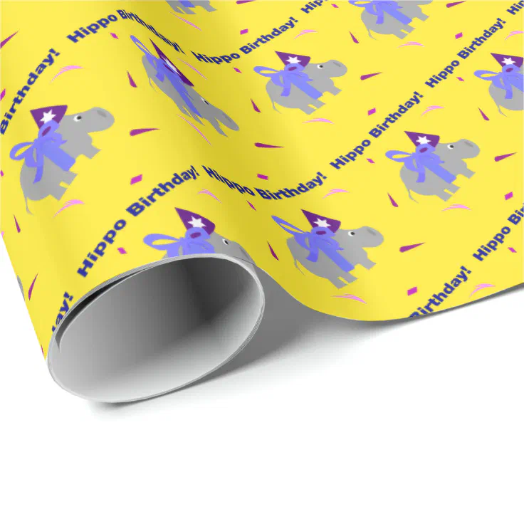 Hippo Birthday Gift Wrap Wrapping Paper | Zazzle