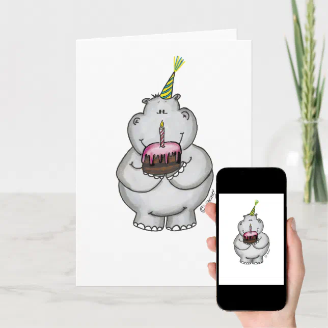 Hippo Birthday - Happy Birthday Card | Zazzle