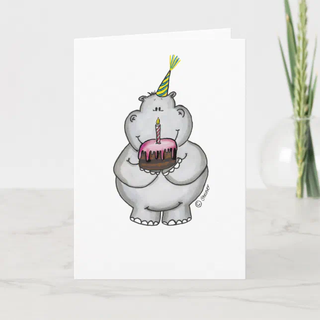 Hippo Birthday - Happy Birthday Card | Zazzle