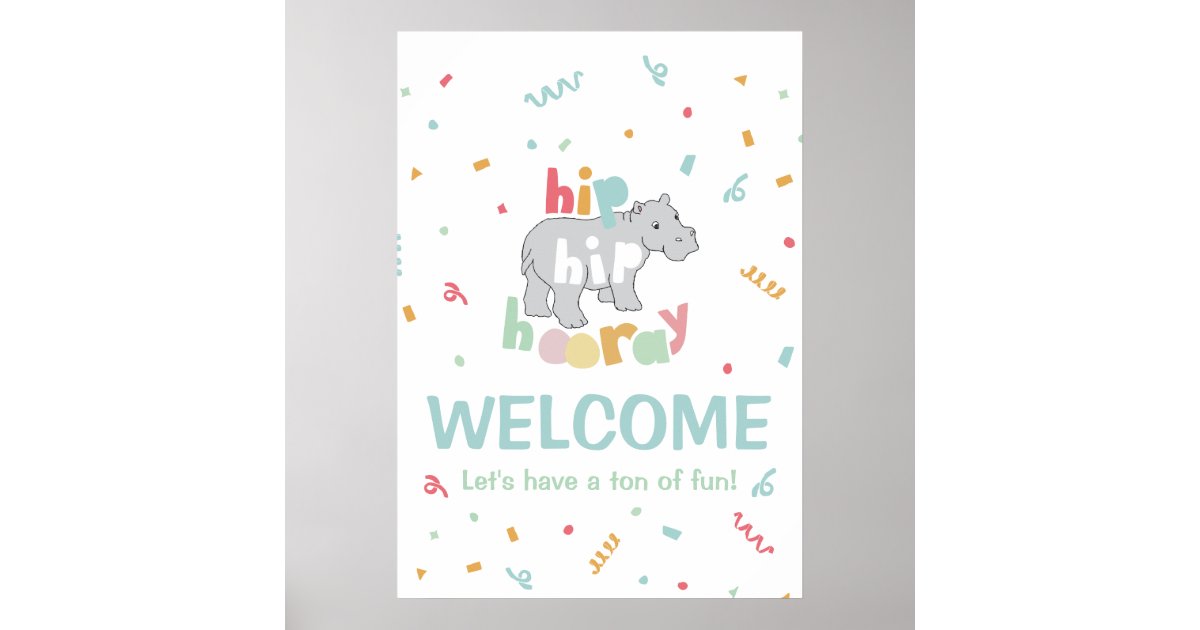 Hippo Birthday Party Hippo Hippopotamus Party Poster | Zazzle