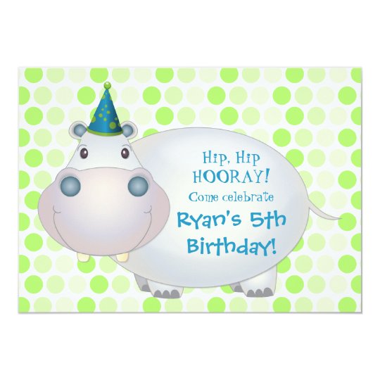 Hippo Birthday Party Invitation | Zazzle.com