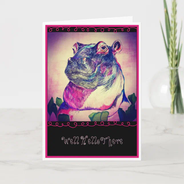 Hippo greetings card | Zazzle