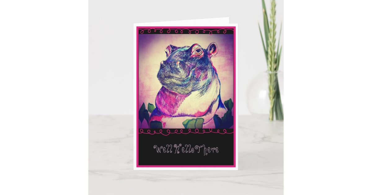 Hippo greetings card | Zazzle