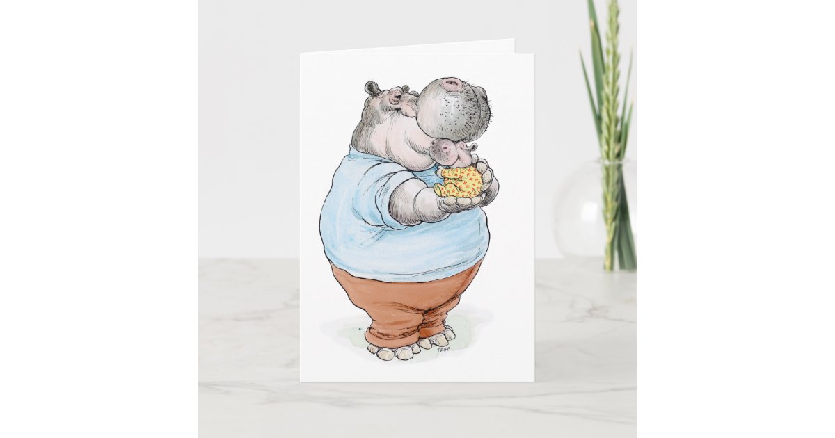 Hippo Hug Dad and Baby Card | Zazzle