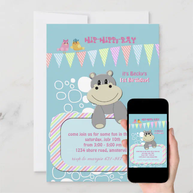 Hippo Invitation | Zazzle