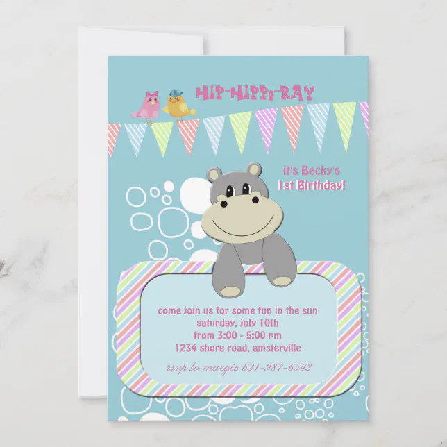Hippo Invitation | Zazzle