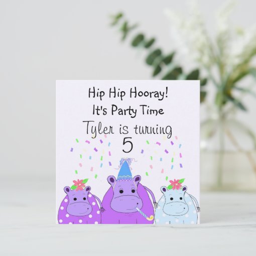 Hippo Party Invitation | Zazzle