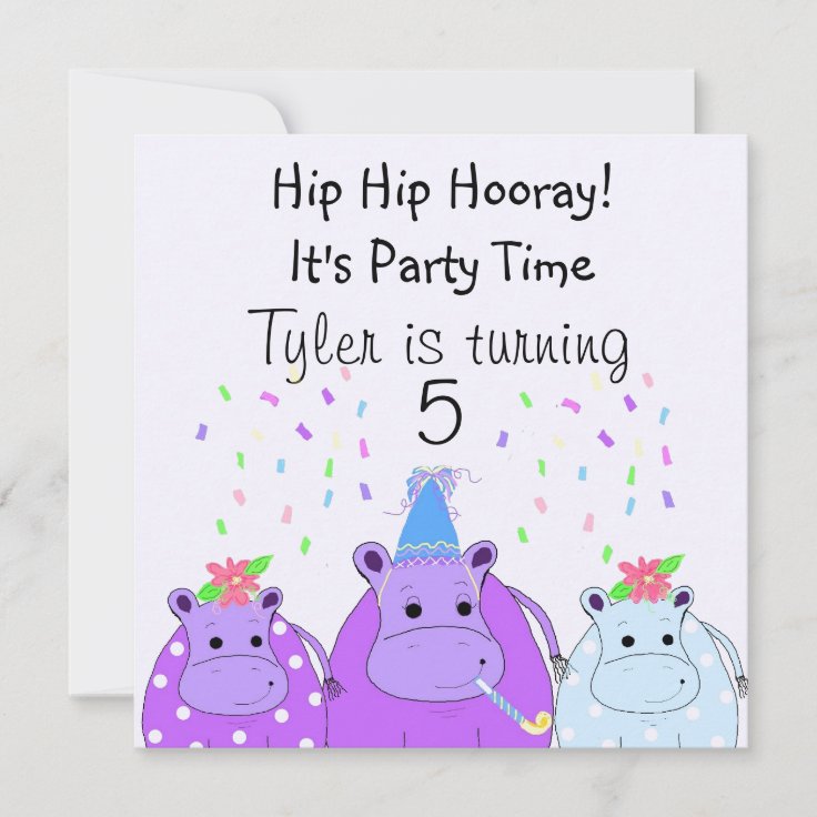 Hippo Party Invitation | Zazzle