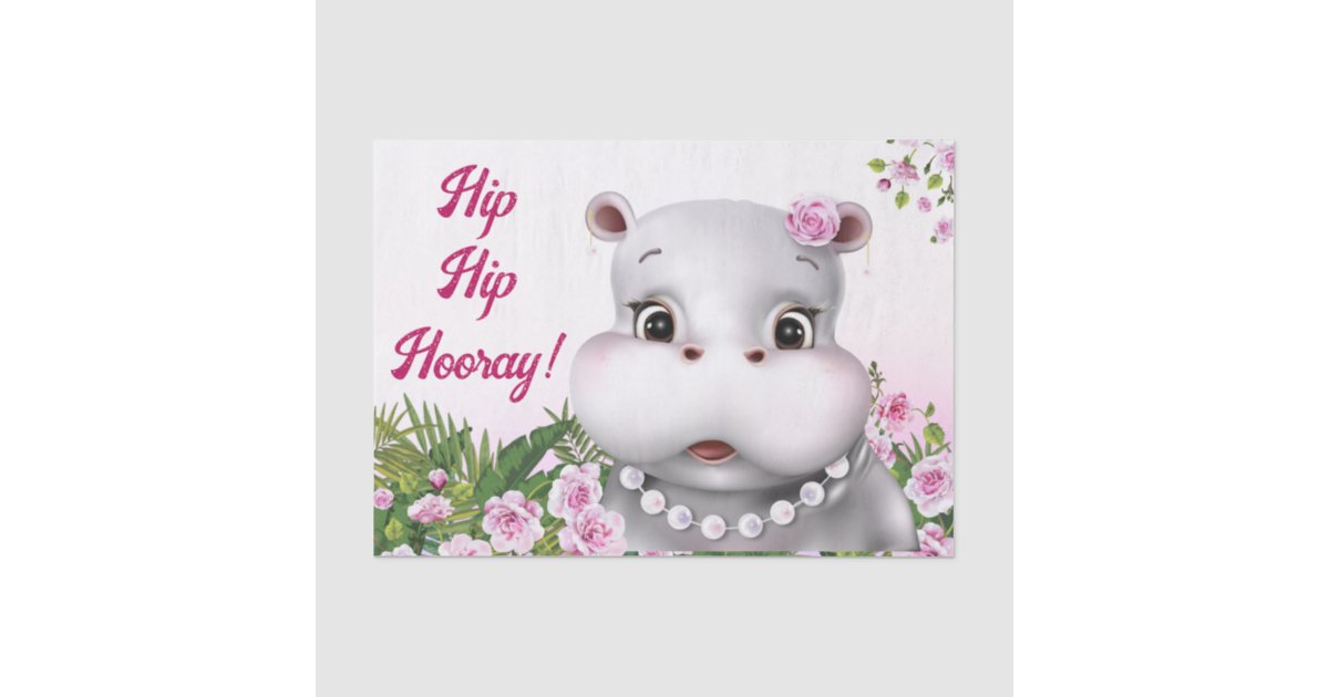 Hippo Pink Floral Tissue Paper | Zazzle