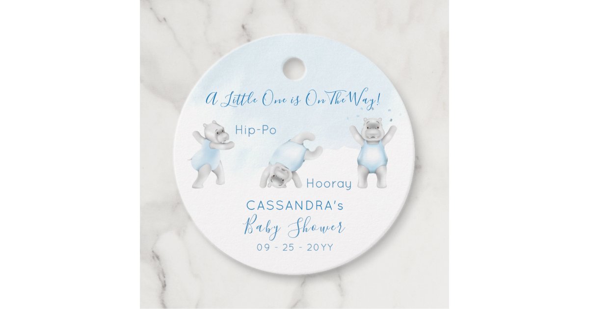 Hippo Somersault Baby Shower Favor Tags | Zazzle