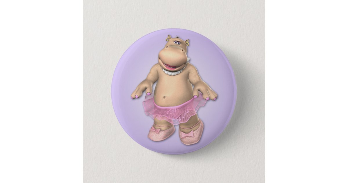 Hippo Tutu Button | Zazzle