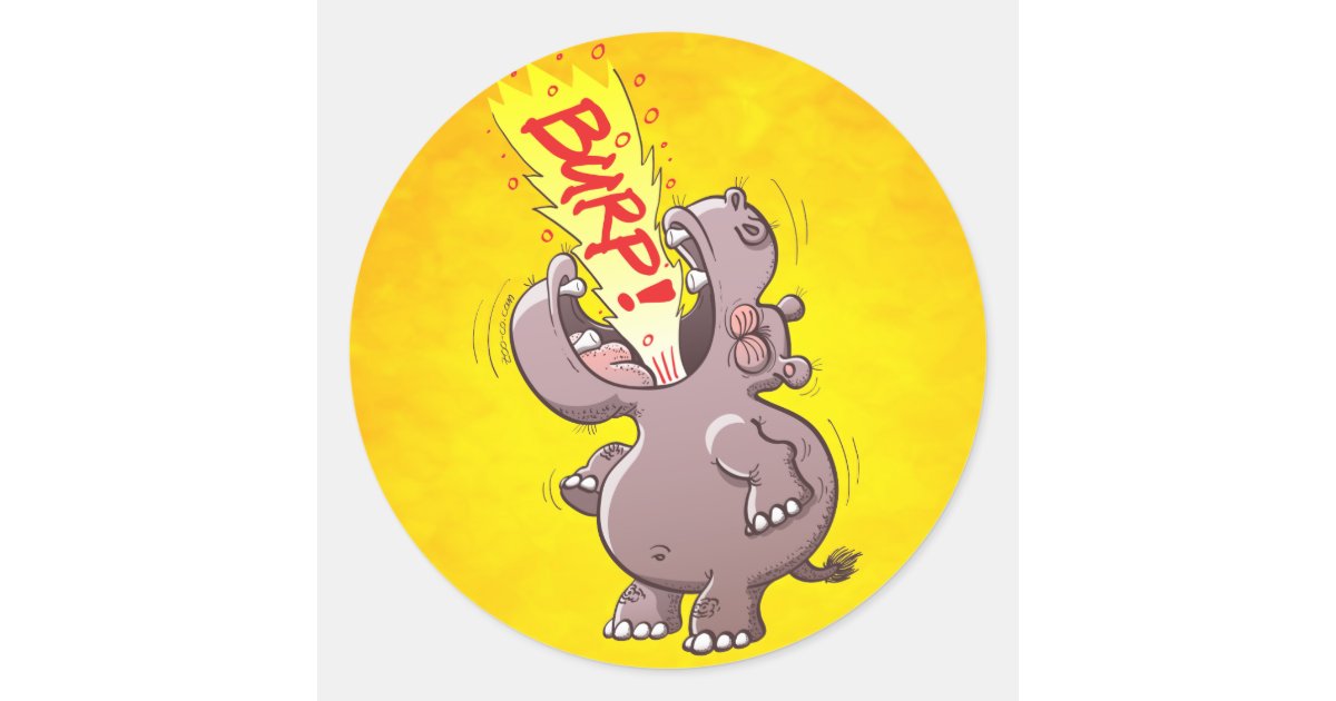 Hippopotamus Burping Loudly Classic Round Sticker | Zazzle