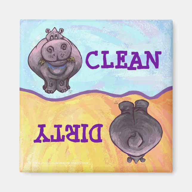 Hippopotamus Dirty / Clean Dishwasher Magnet | Zazzle