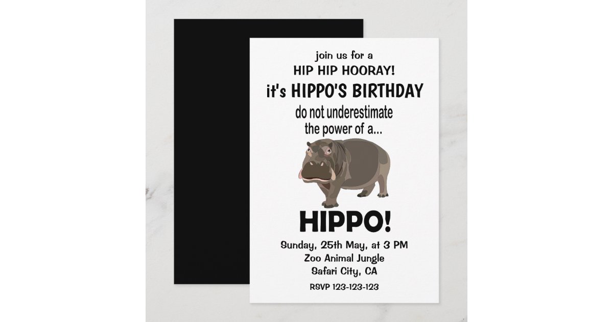 Hippopotamus Funny Cute Hippo Birthday Invitation | Zazzle