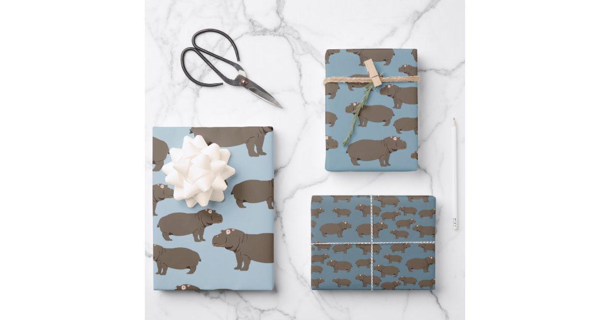 Hippopotamus Hippo Pattern Wrapping Paper Sheets | Zazzle
