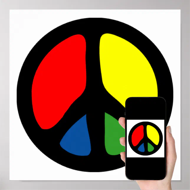Hippy Groovy Peace Symbol Poster | Zazzle