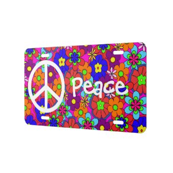 Hippy Retro Flowers Peace License Plate | Zazzle