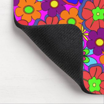 Hippy Retro Funkadelic Flowers Mouse Pad | Zazzle