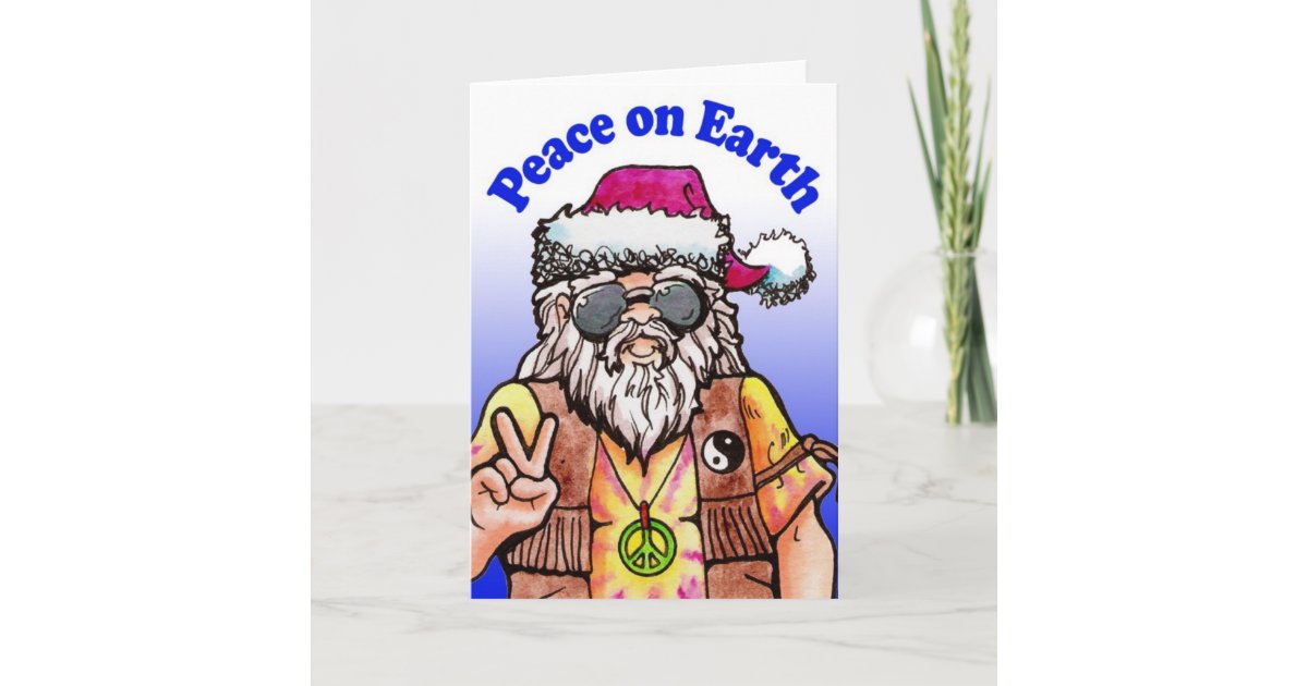 Hippy Santa Holiday Card | Zazzle