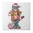 Santa With Candy Cane Tile | Zazzle.com