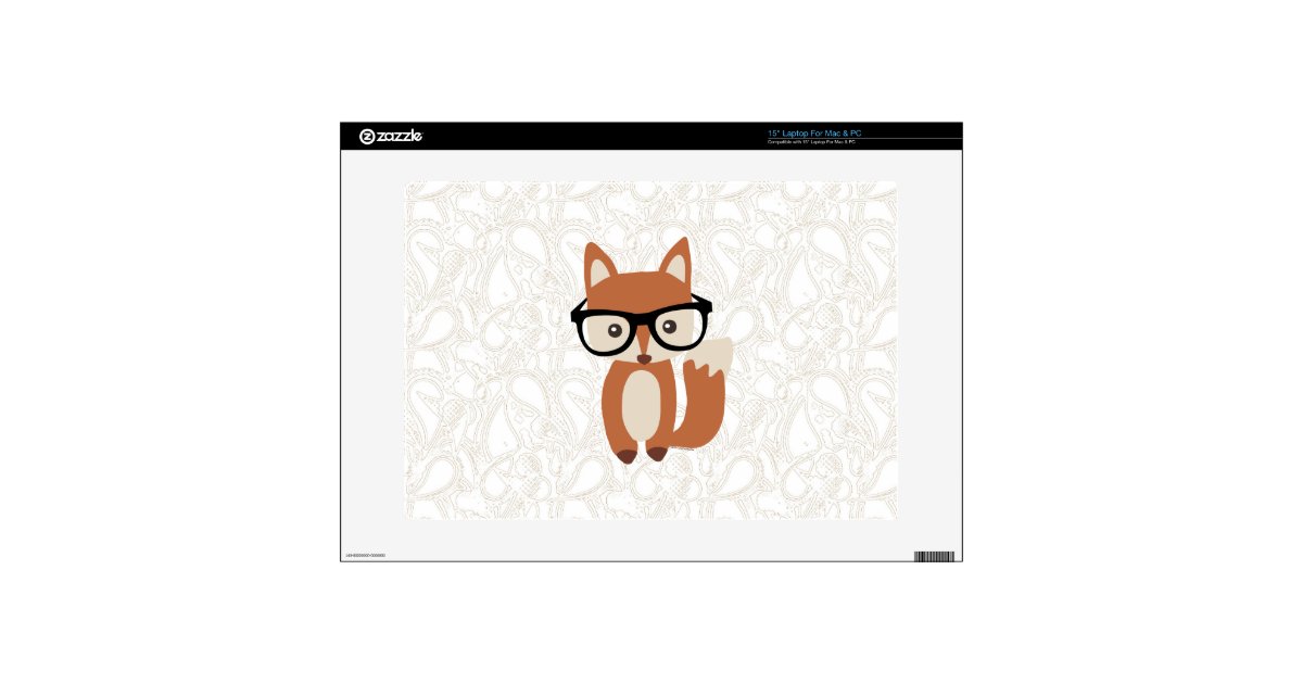 Hipster Baby Fox w/Glasses Skins For Laptops | Zazzle