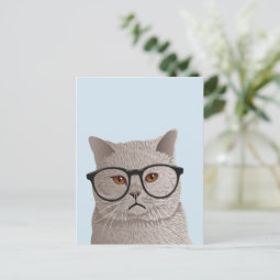 Hipster British Shorthair Cat Postcard | Zazzle