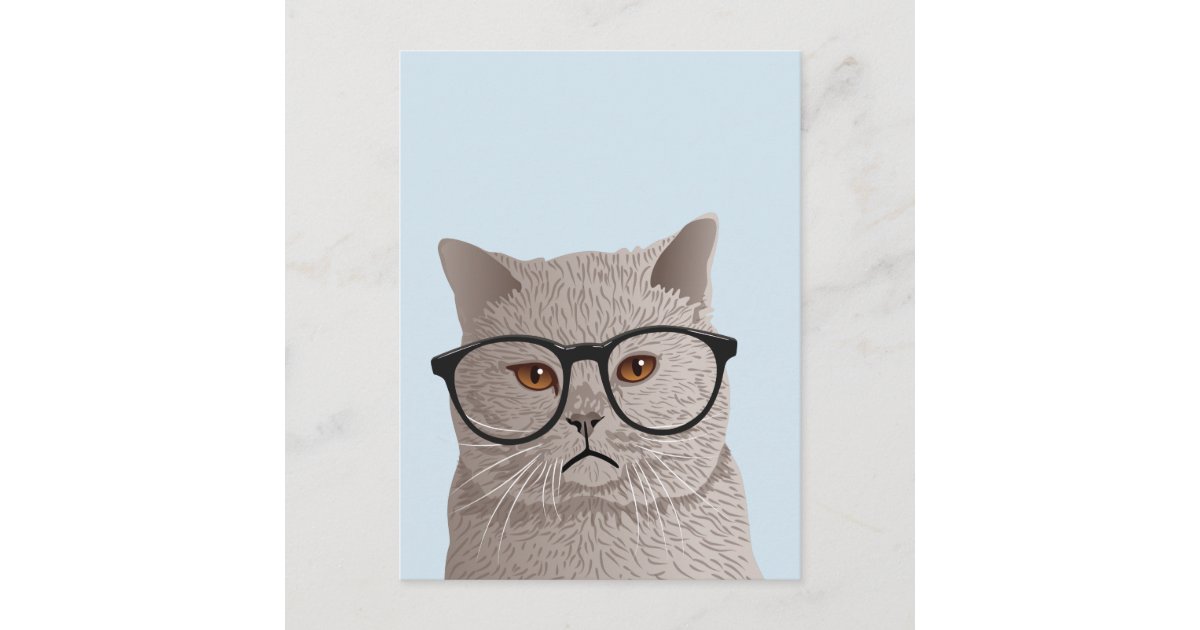 Hipster British Shorthair Cat Postcard | Zazzle