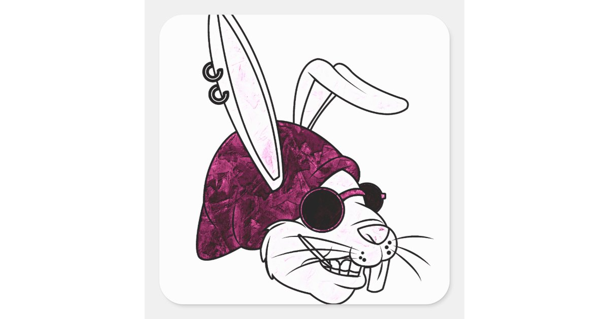 Hipster Bunny Square Sticker | Zazzle