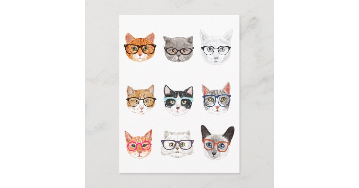 Hipster Cats Postcard | Zazzle